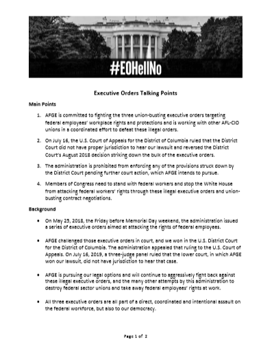 Executive Orders Summary - AFGE Local 910